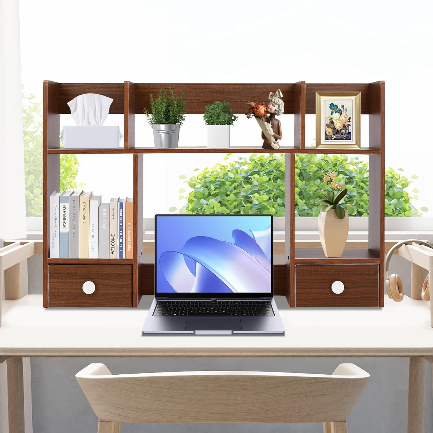 Desk Hutch, Desktop Hutch Wood Multipurpose Countertop Storage Hutch ...