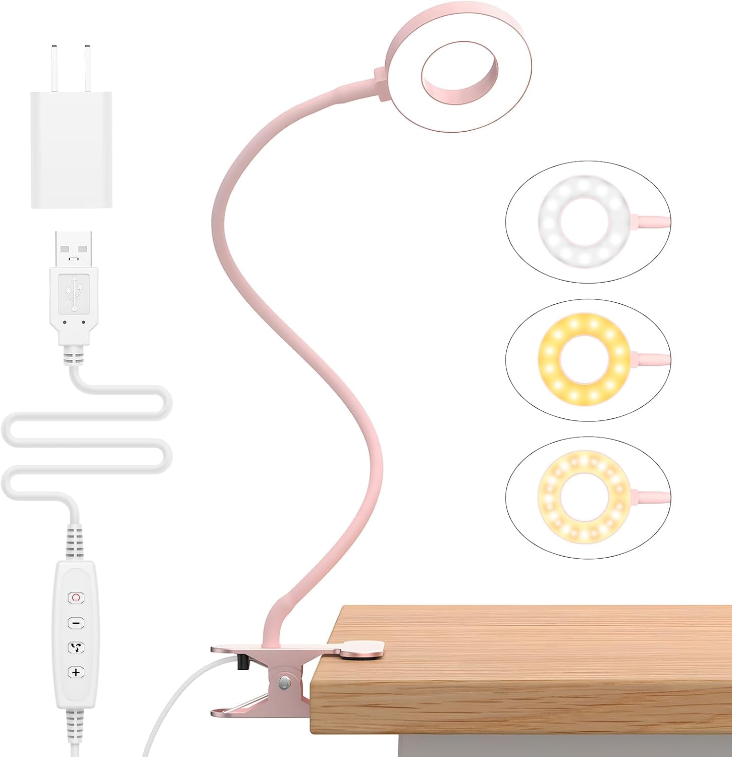 Desk Lamp, [3 Color Modes & 10 Brightness] LED Reading Light with Clamp ...