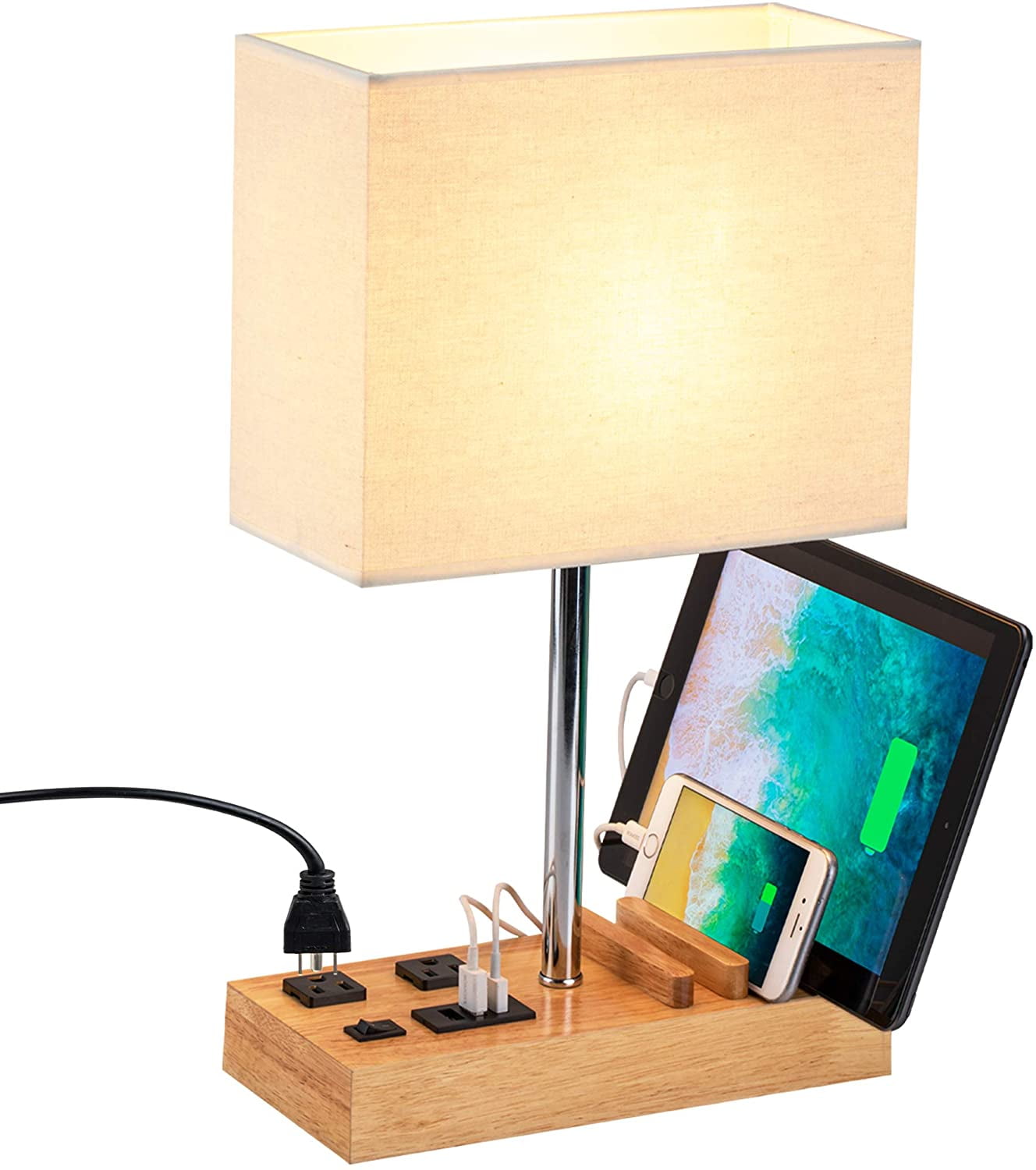 Desk Lamp with 3 USB Charging Ports, Table Lamp with 2AC Outlets and 3 ...