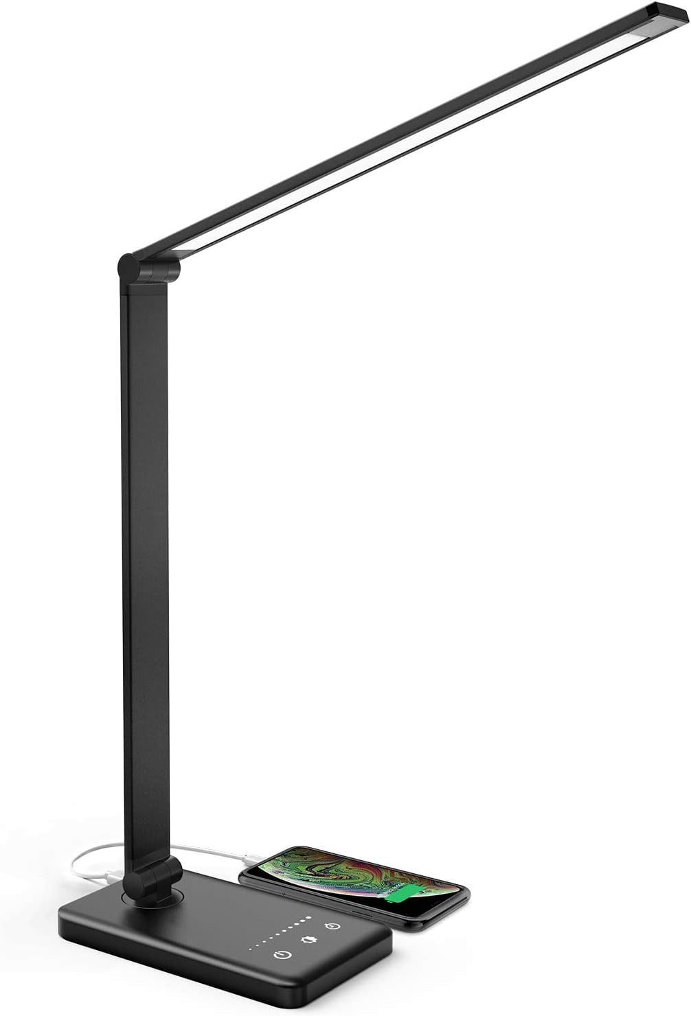 Desk Lamp, Eye-Caring LED, Stepless Dimmable Light with 10 Brightness ...