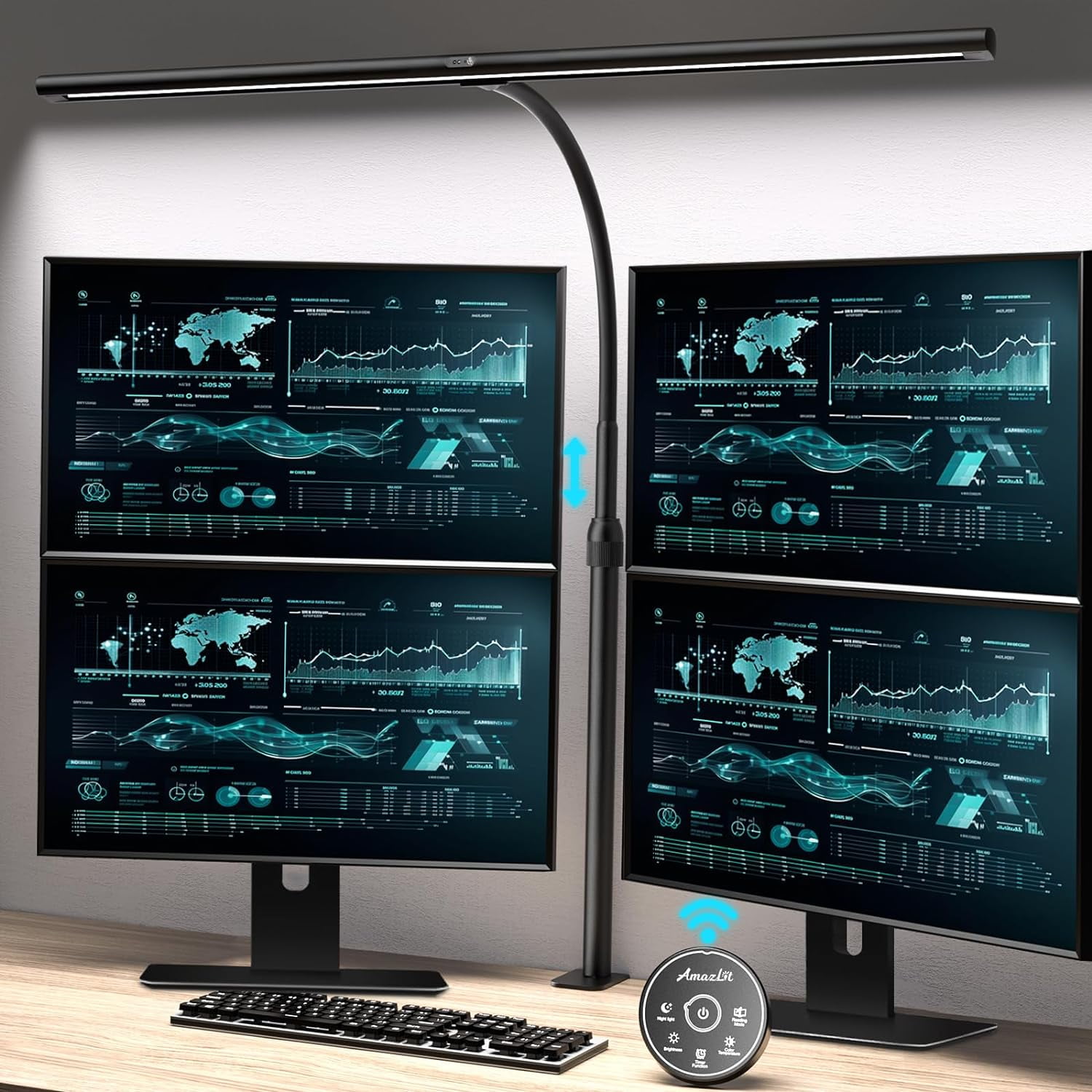 Desk Lamp for Home Office, Desk Light with Remote Control, Monitor ...