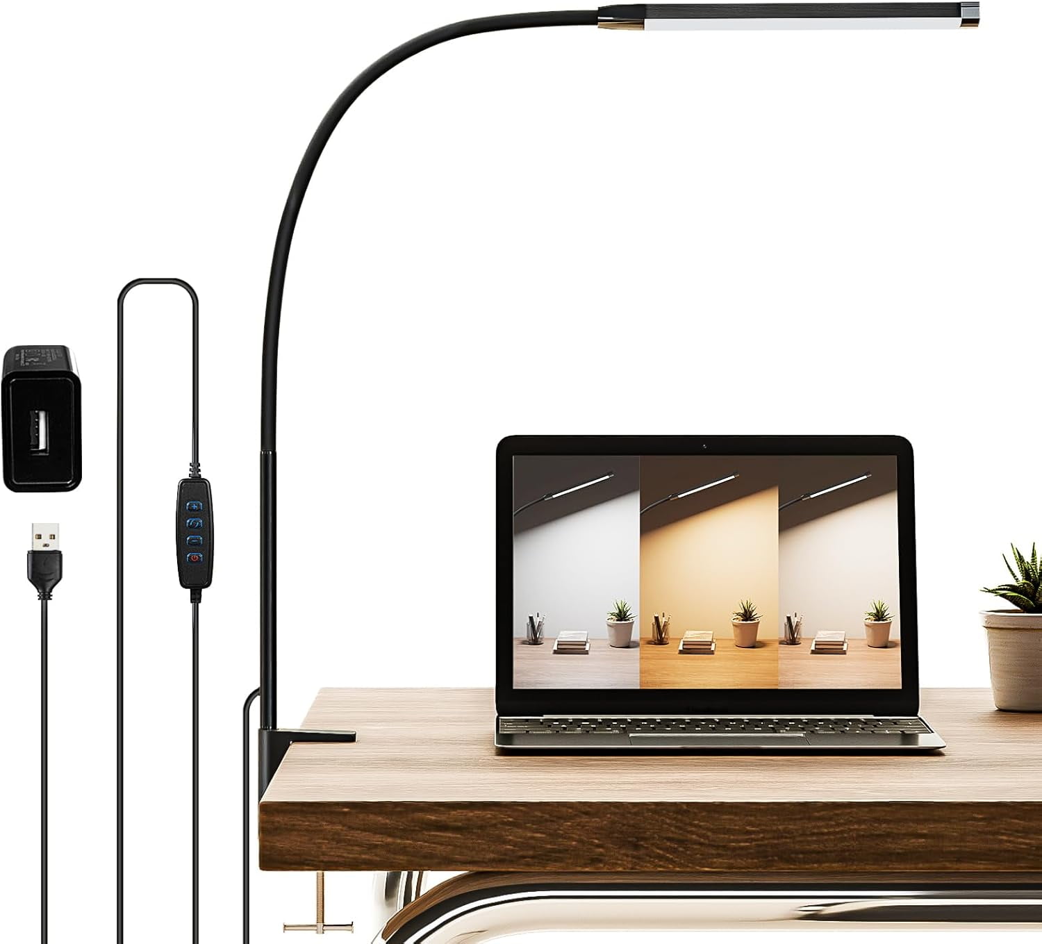 Desk Lamp with Metal Clamp, LED Table Reading Lamps for Home Office, 3 ...