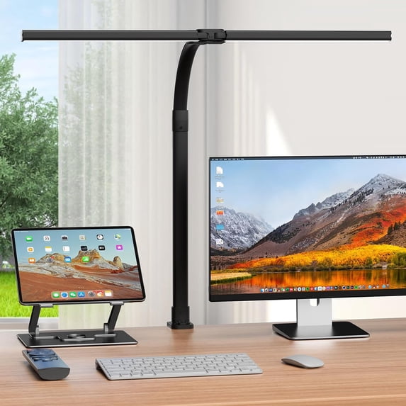 Desk Lamp for Office - 24W Computer Lamp with Remote Control, Dual Desk ...