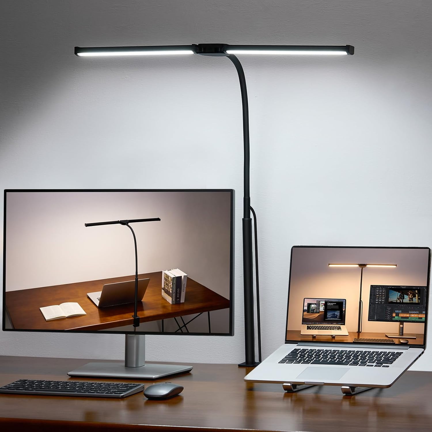 Desk Lamp for Office, Double Architect Light with Clamp, Computer Clip ...