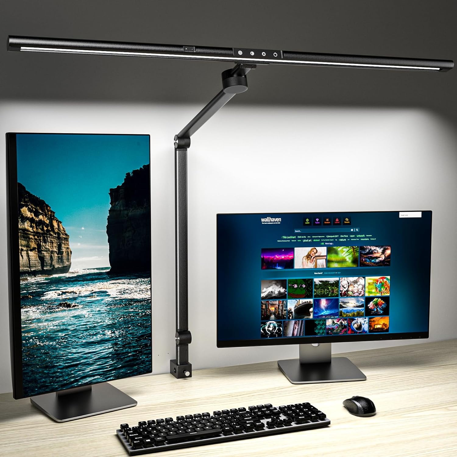 Desk Lamp for Office Home, Desk Light with Clamp, 24W Ultra Bright with Gesture Sensing ...