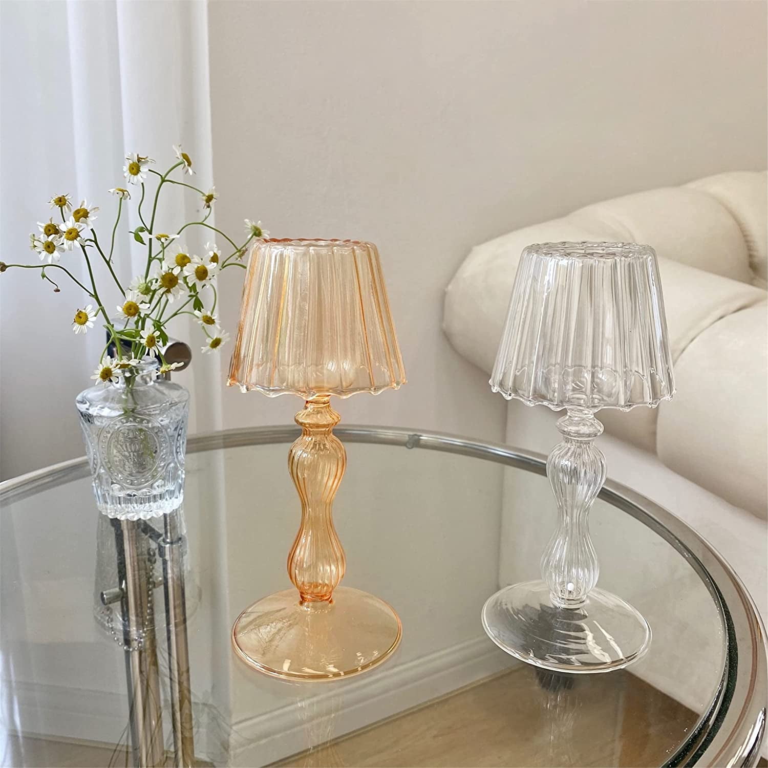 Desk Lamp Shaped Glass Candle Holder - Glass Hurricane Candleholder ...