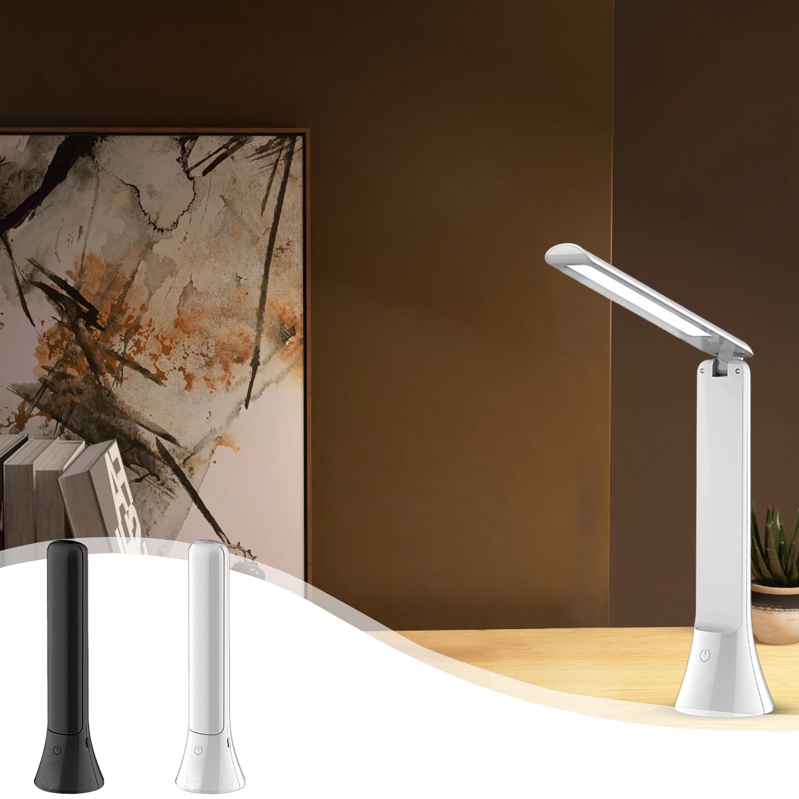 Desk Lamp Warm Light, Dual Source LED Reader Light, Portable Dimmable ...