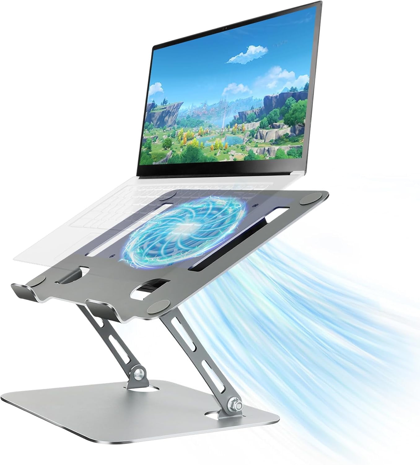 Desk Laptop Stand with Cooling Fan, Adjustable Height Laptop Cooling ...