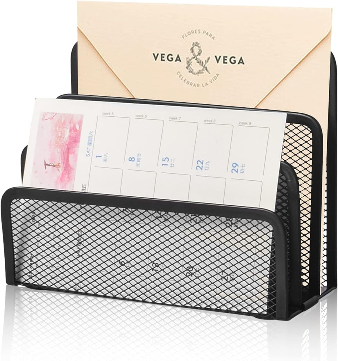 Desk Mail Organizer,Small File Holders Letter Organizer Metal Mesh ...