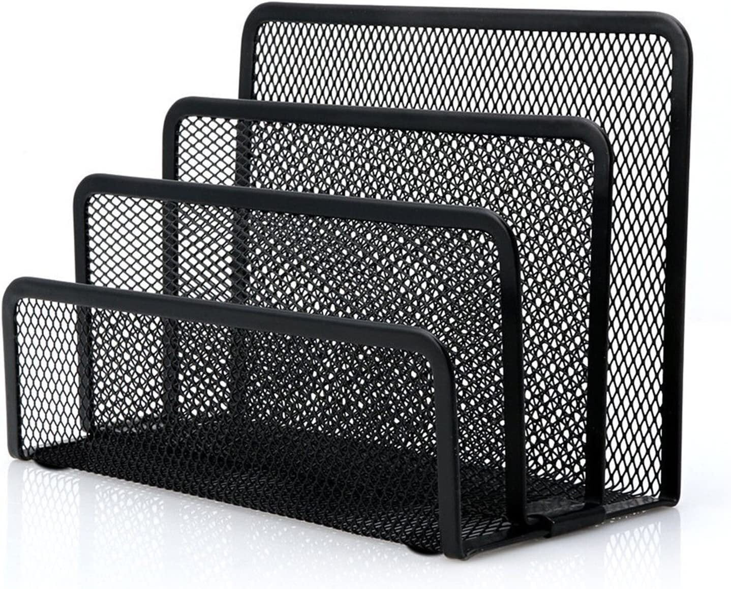 Wattne Desk Mail Organizer with 3 Vertical Mesh Folders Black Steel ...