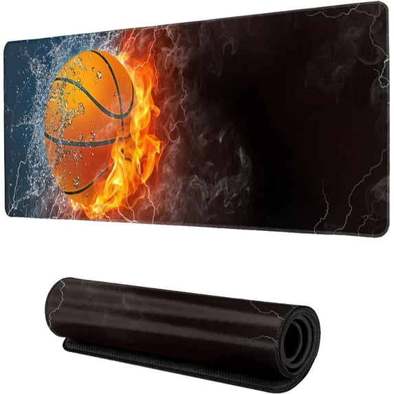 Desk Mat,Basketball Fire and Water Gaming Mouse Pad,XXL Extended Mouse ...