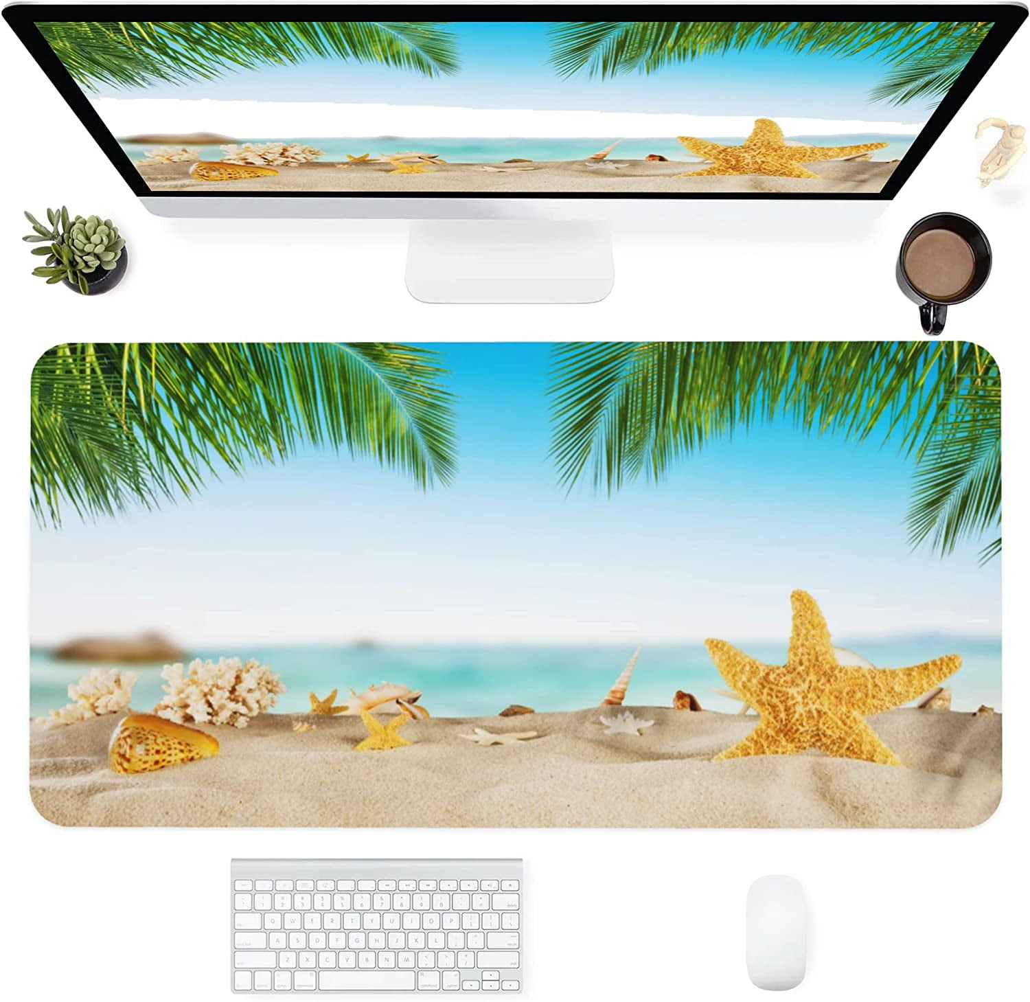 Desk Mat,Beach Starfish Shells Extended Gaming Mouse Pad for Office ...