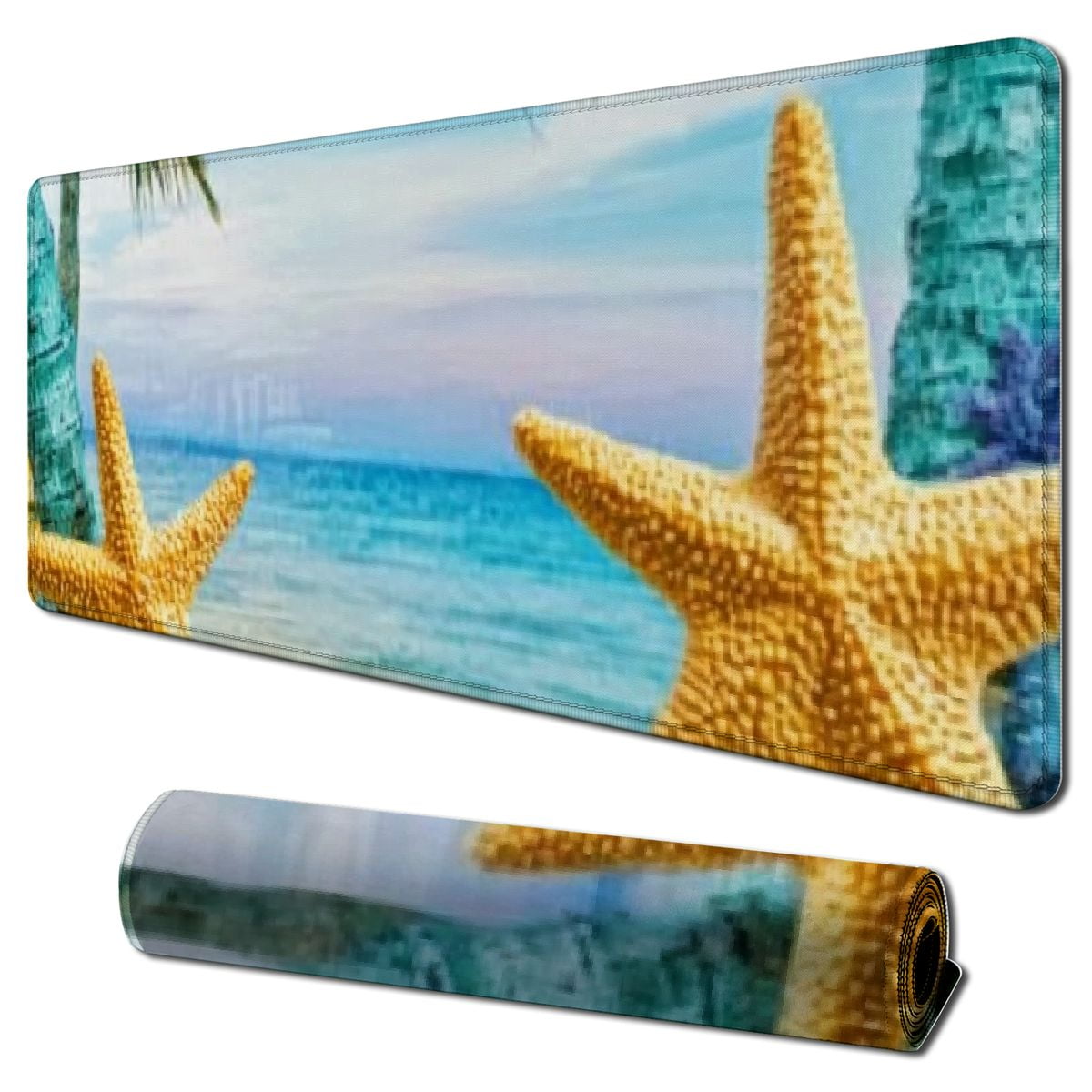 Desk Mat,Beach Starfish Shells Extended Gaming Mouse Pad for Office ...
