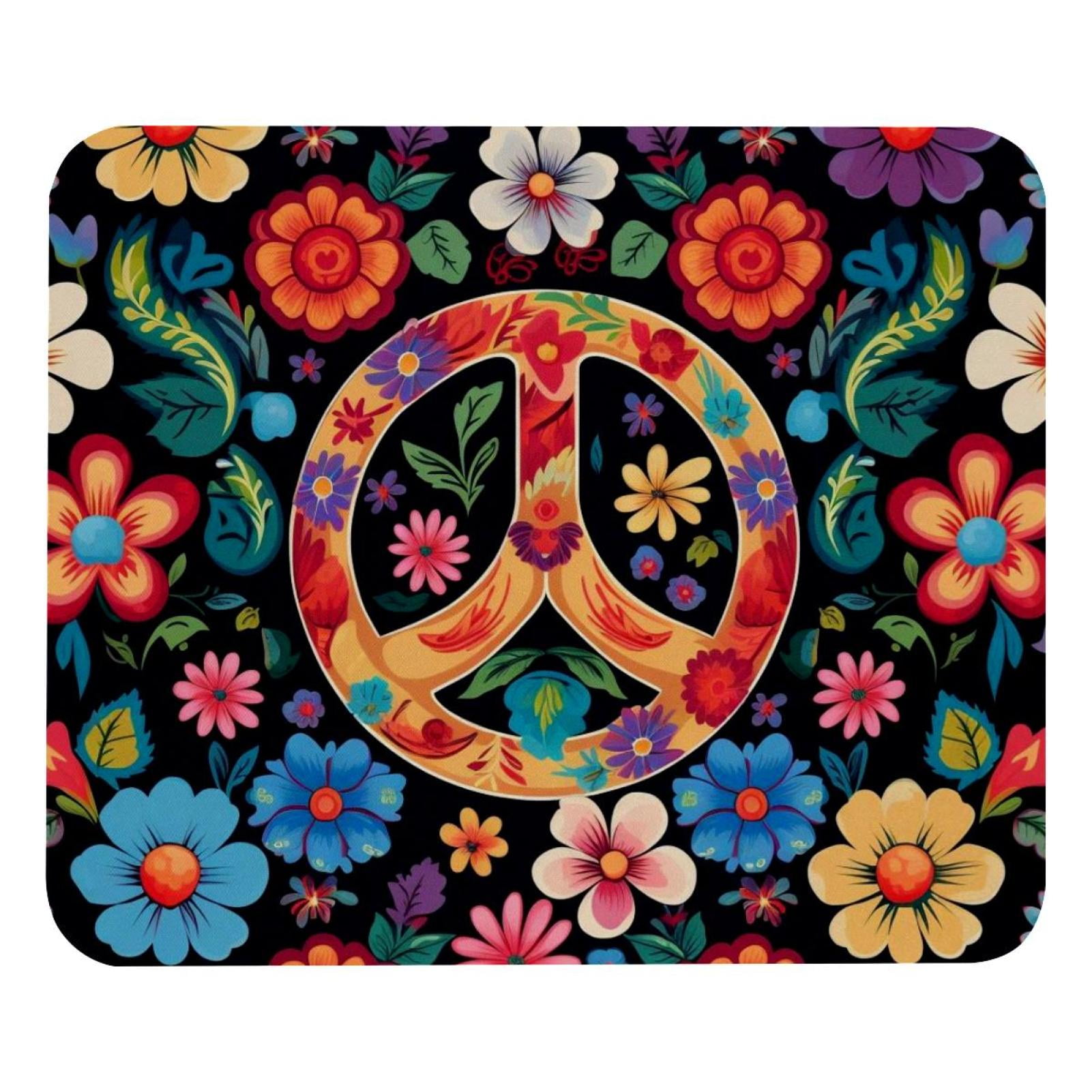 Desk Mat Cartoon Peace Sign Flower, Small Desk Pad, Gaming Mouse Pad ...