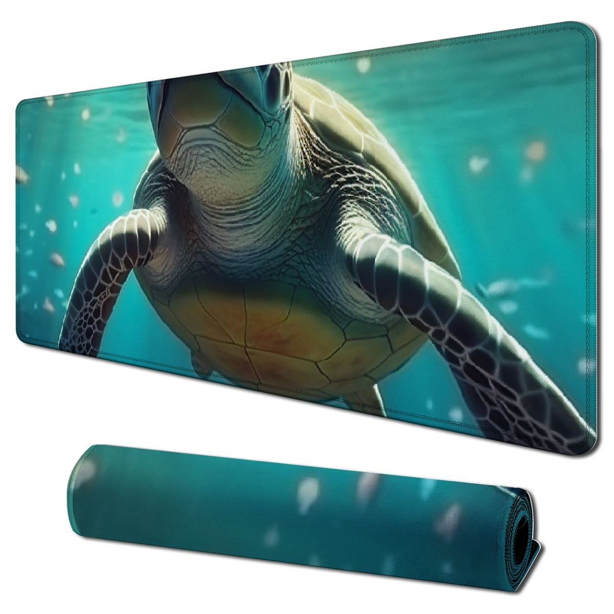 Desk Mat, Cute Turtle Smiling Under The Sea Extended Gaming Mouse Pad ...