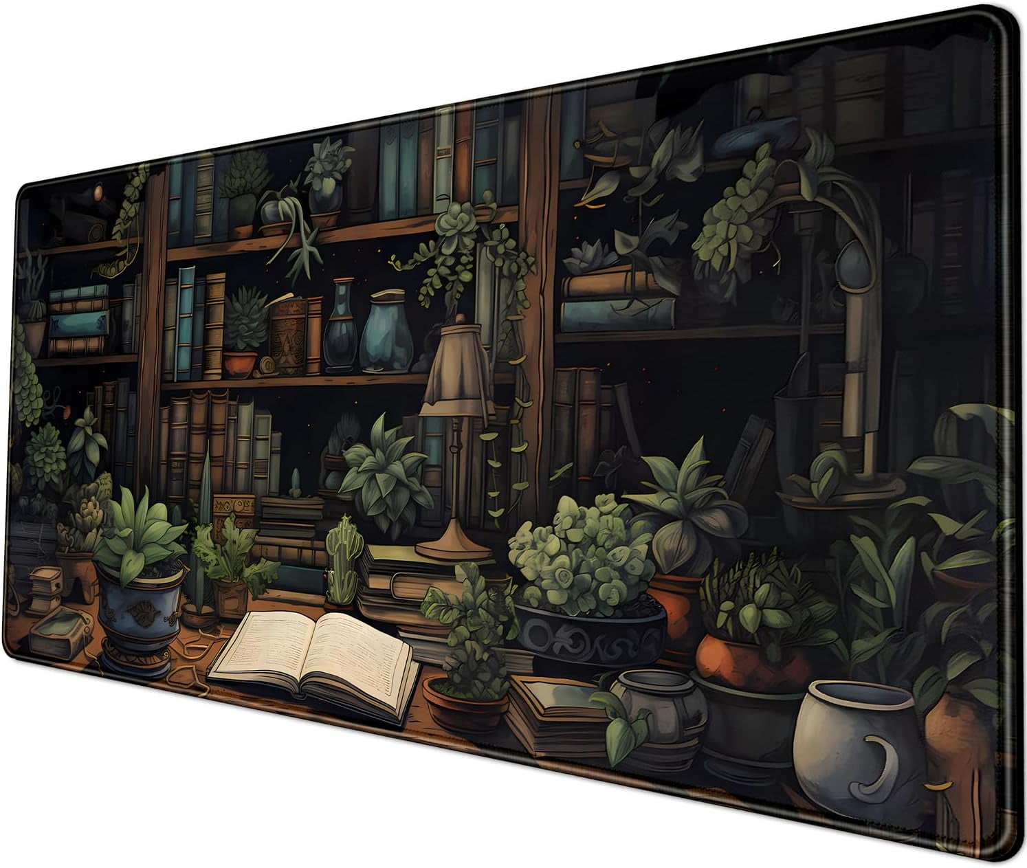 Desk Mat Green Bonsai Library Book Mouse Pad Big Vintage Aesthetic Desk ...