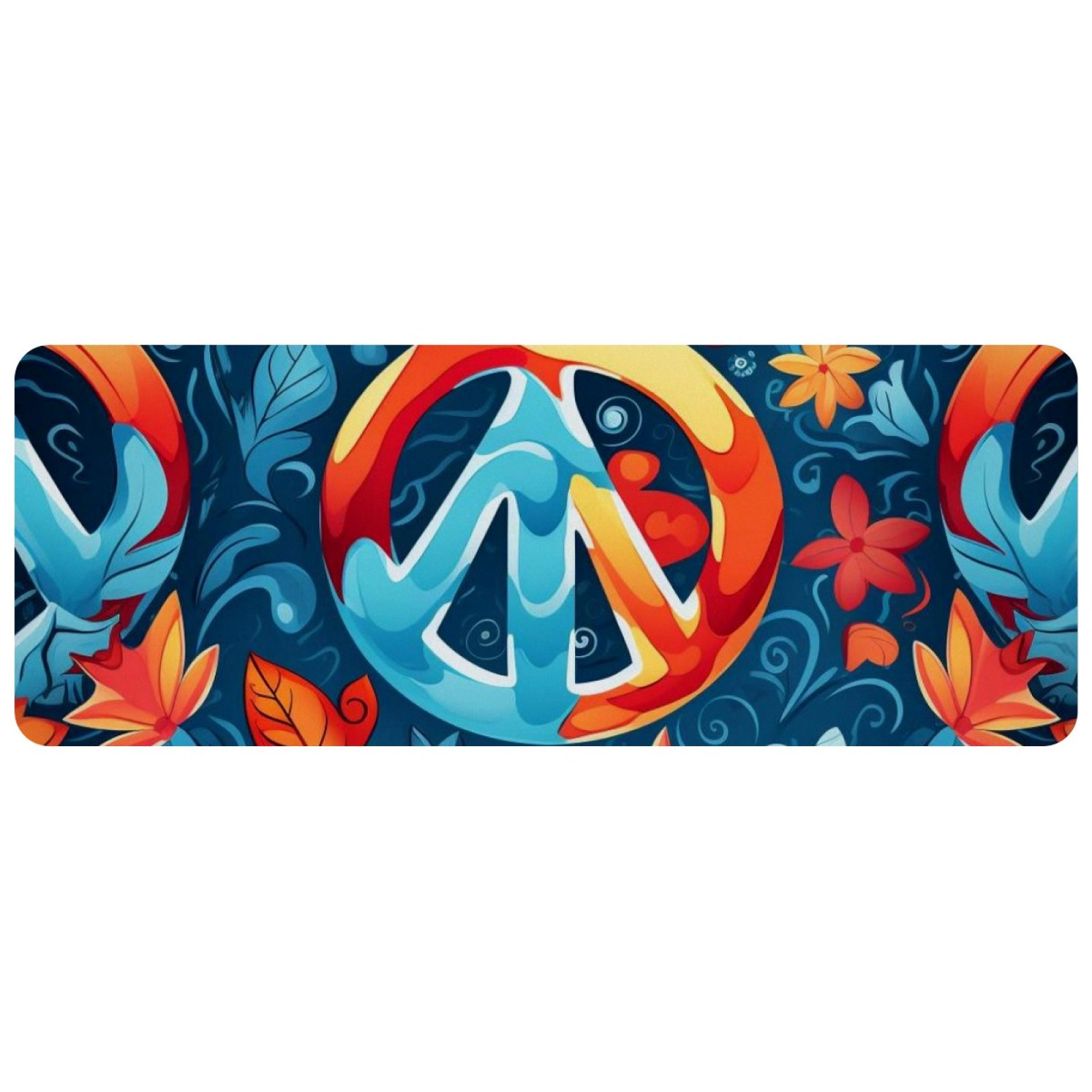 Desk Mat with Peace Sign Flower Pretty, 31.3"x11.8" Extra Large Desk ...