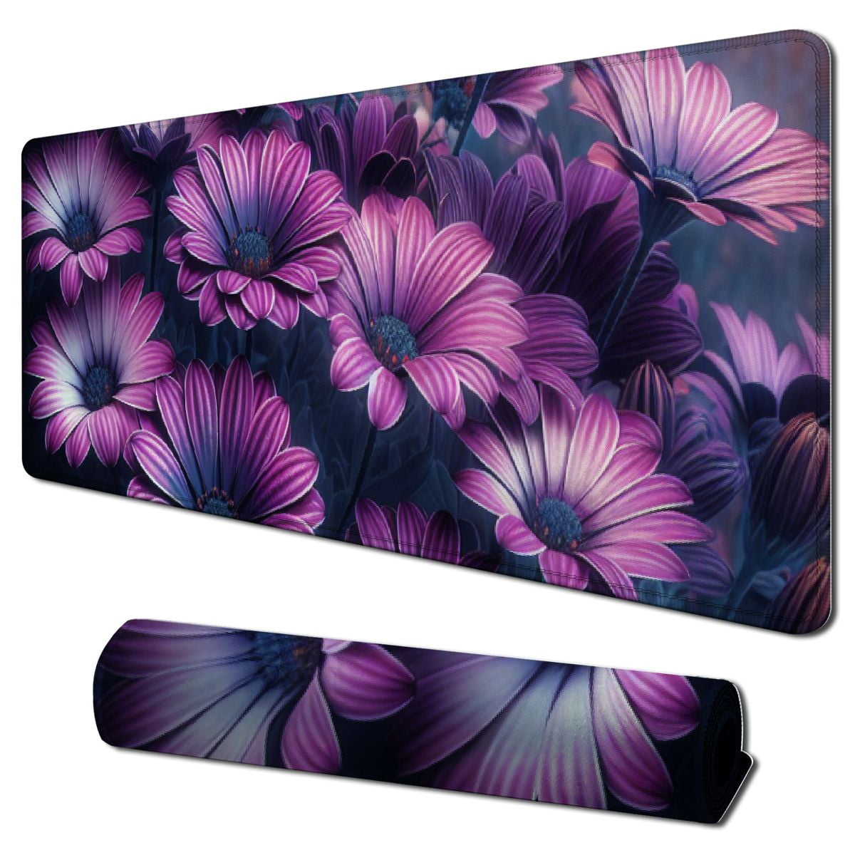 Desk Mat, Pink Daisy Flowers Gaming Mouse Pad, Purple Chrysanthemum ...