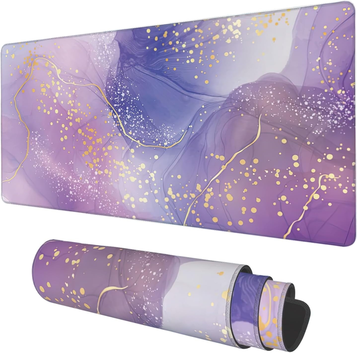 Desk Mat, Purple Rose and Lavender Liquid Marble Extended Gaming Mouse Pad Large, 35.4"x15.7 ...