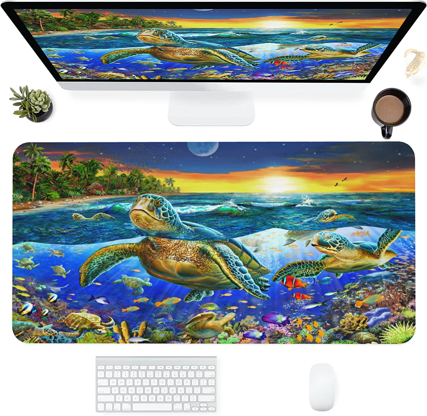 Desk Mat,Sea Turtle Extended Gaming Mouse Pad for Office Work & Game ...