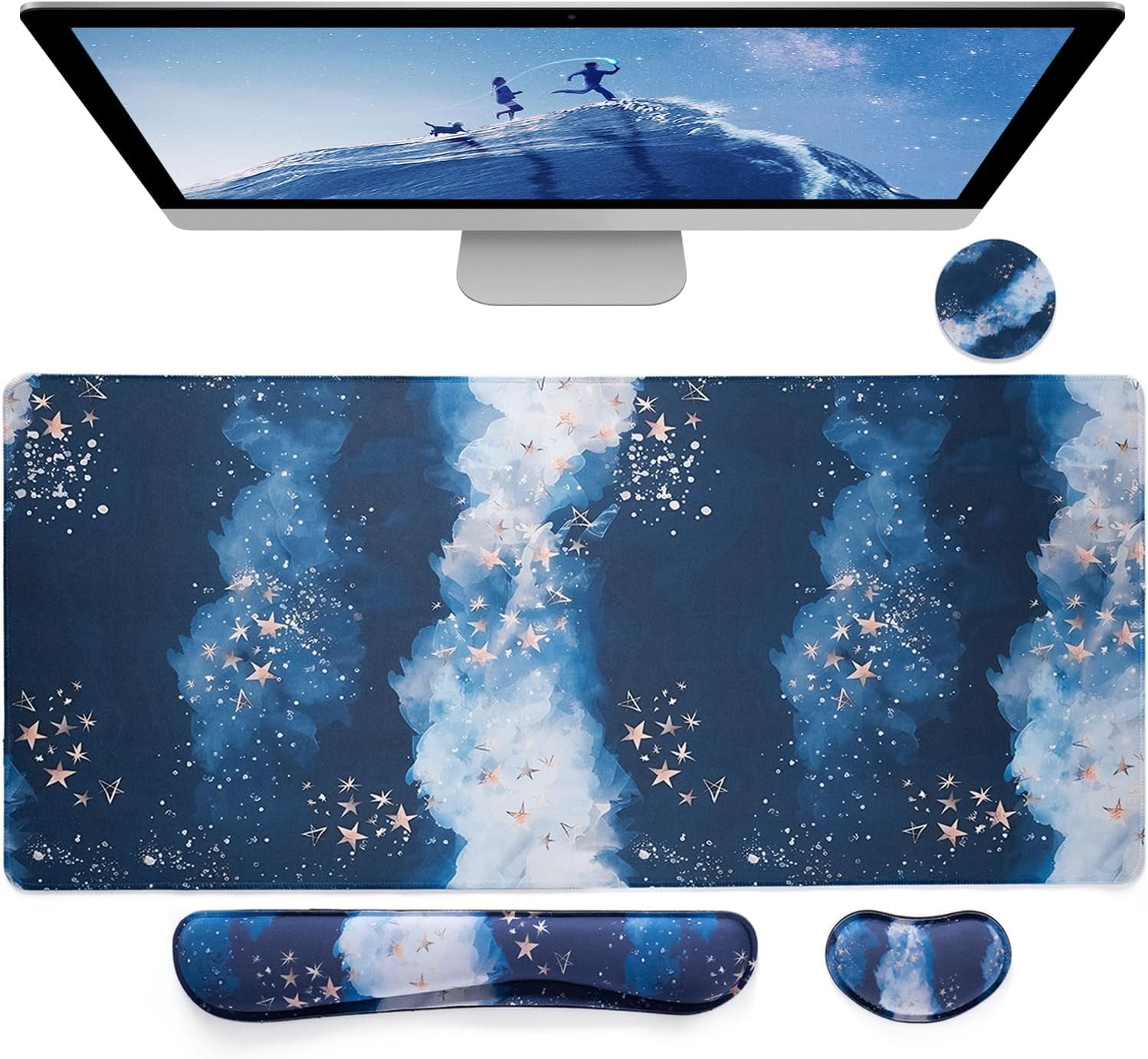 Desk Mat with Wrist Rest Set, XL Mouse Pad Gaming, Desk Pads, Keyboard ...
