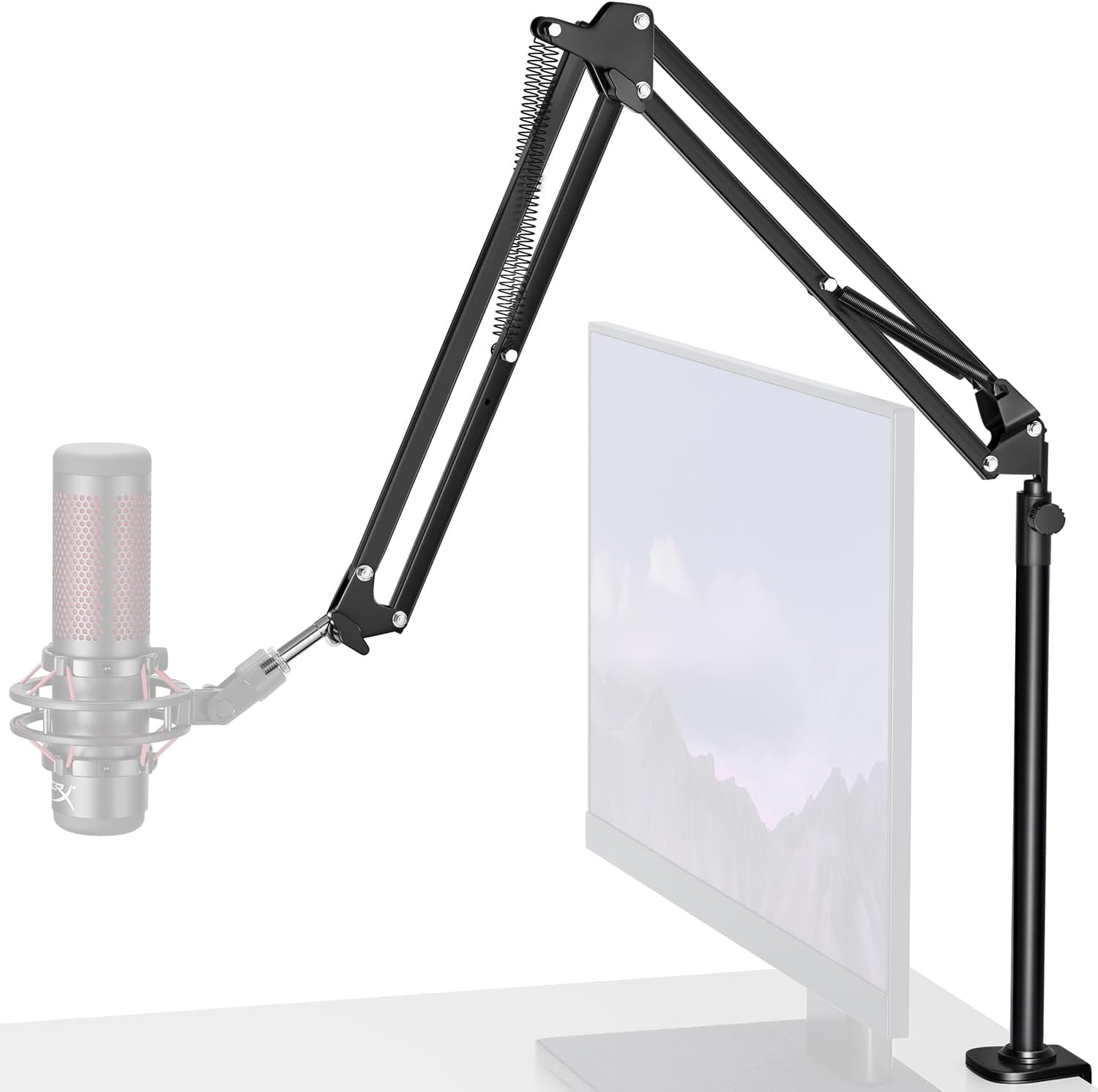 Desk Mic Stand, 360Â° Rotatable Overhead Mic Boom Arm Microphone Stands ...