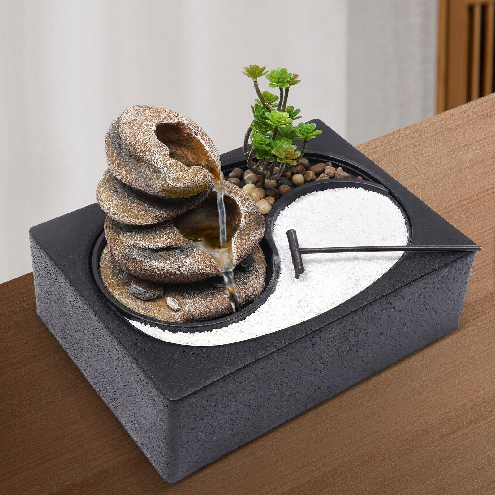 Desk Mini Decor Rockery Fountain Waterfall Feng Shui Desktop Water ...