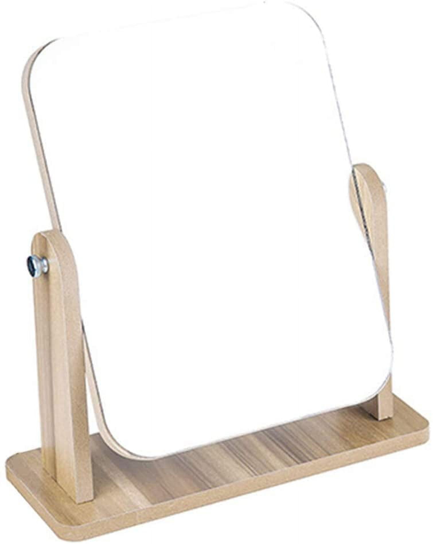 Desk Mirror, Wooden Mirror 360 Degree Portable Adjustable Table Desk ...