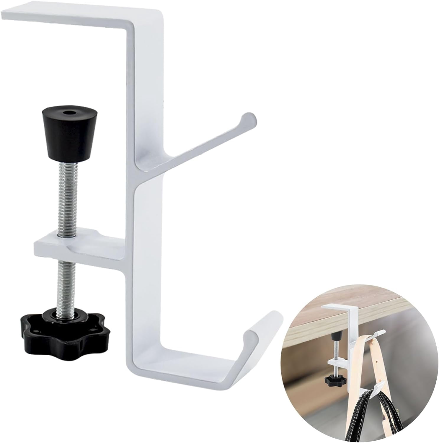 Desk Mount Bag Holder Hook Clamp-On Backpack Hanger Portable Desk Mount ...