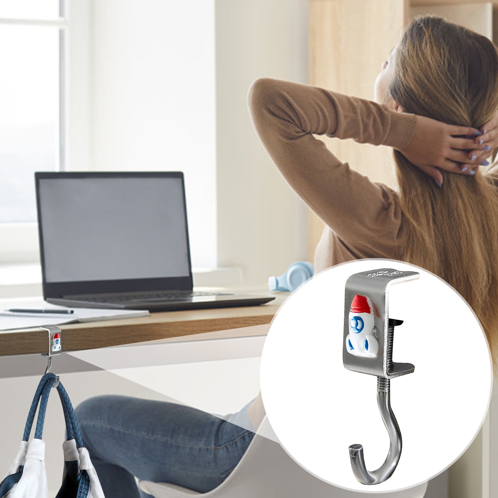 Desk Mount Bag Holder Hook Clamp-On Backpack Hanger Portable Desk Mount ...