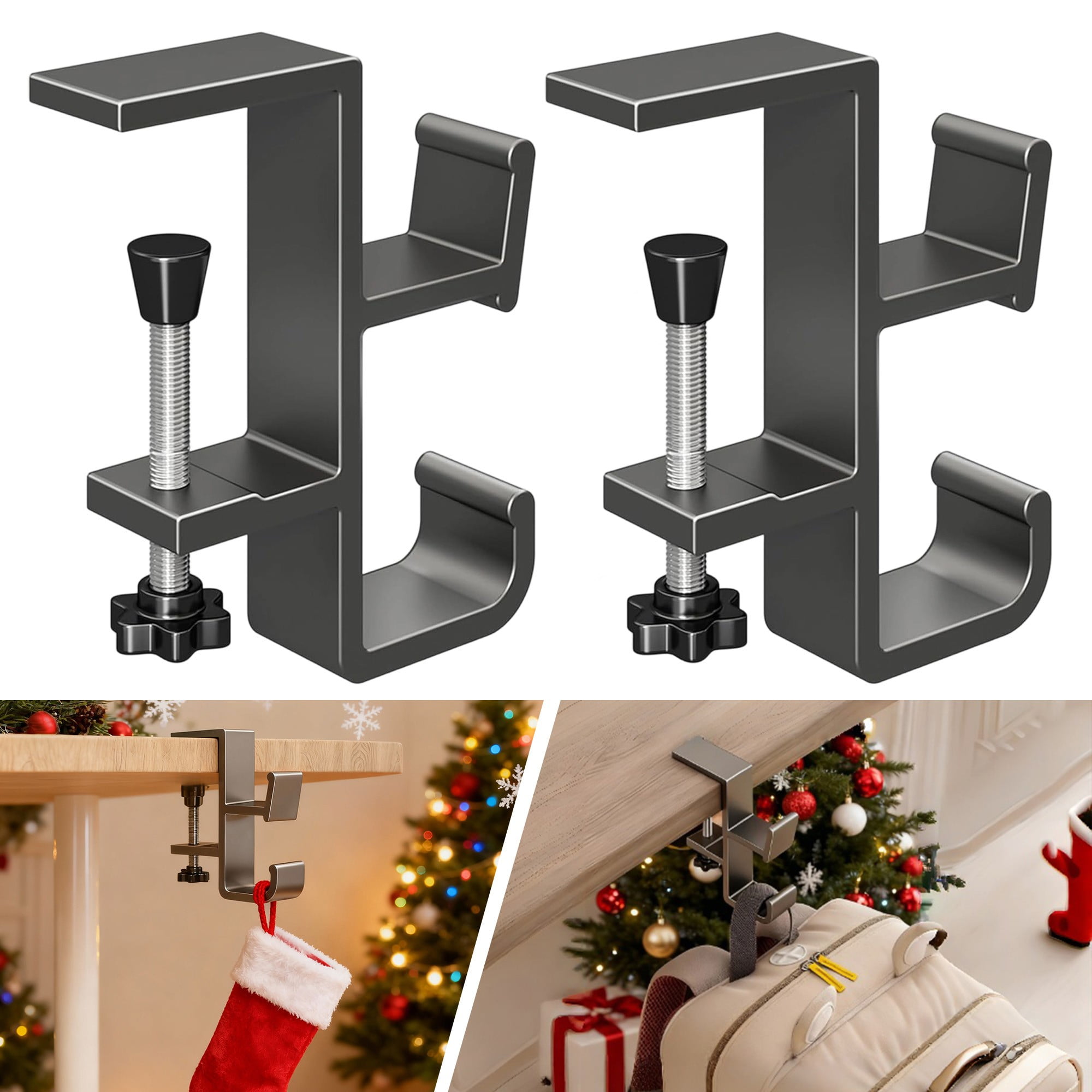 Dual Aluminum Headphone Stand Holder - Space Saving Desk Mount for ...