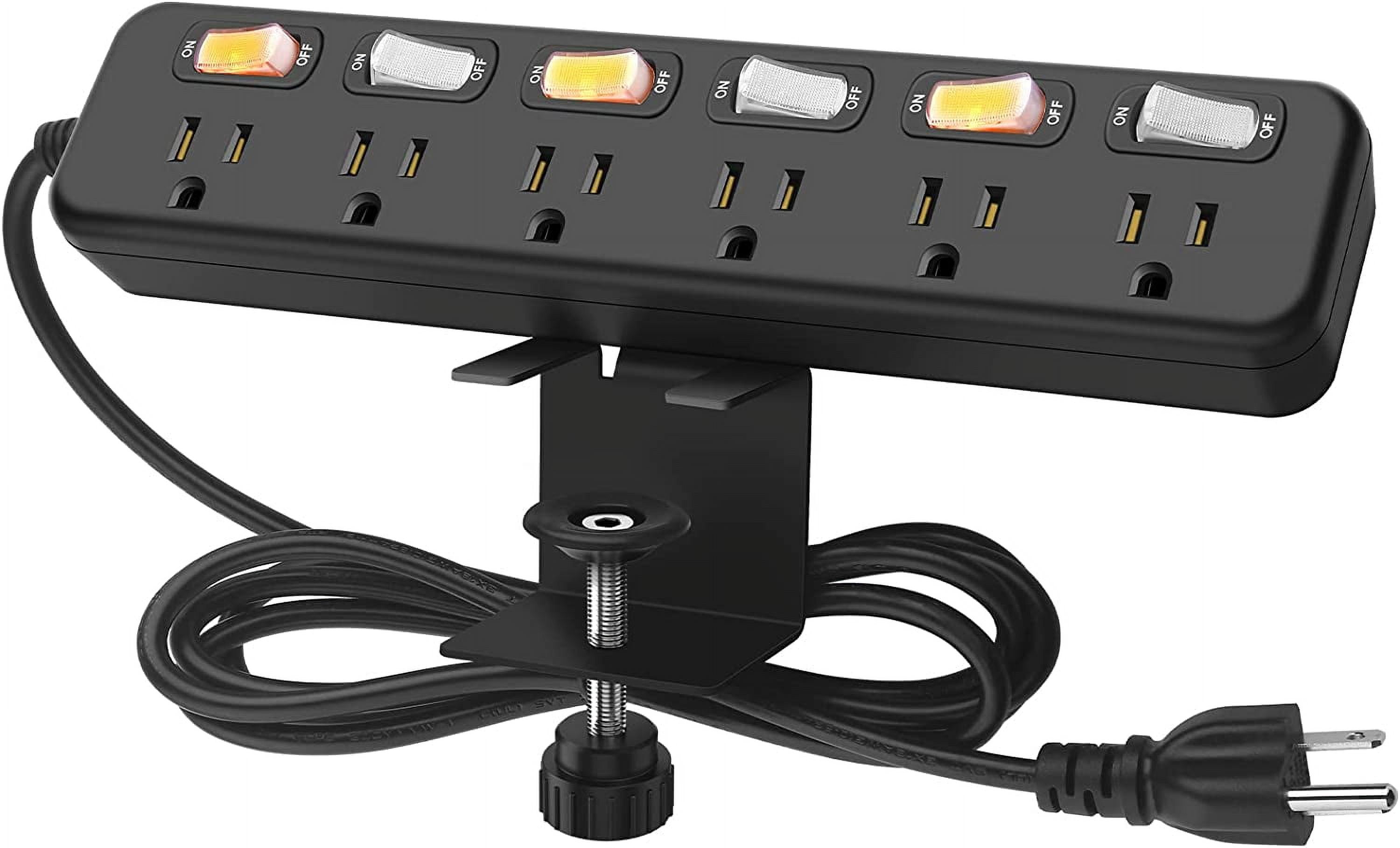 Desk Mount Power Strip with Individual Switches, Clamp Outlet Strip ...