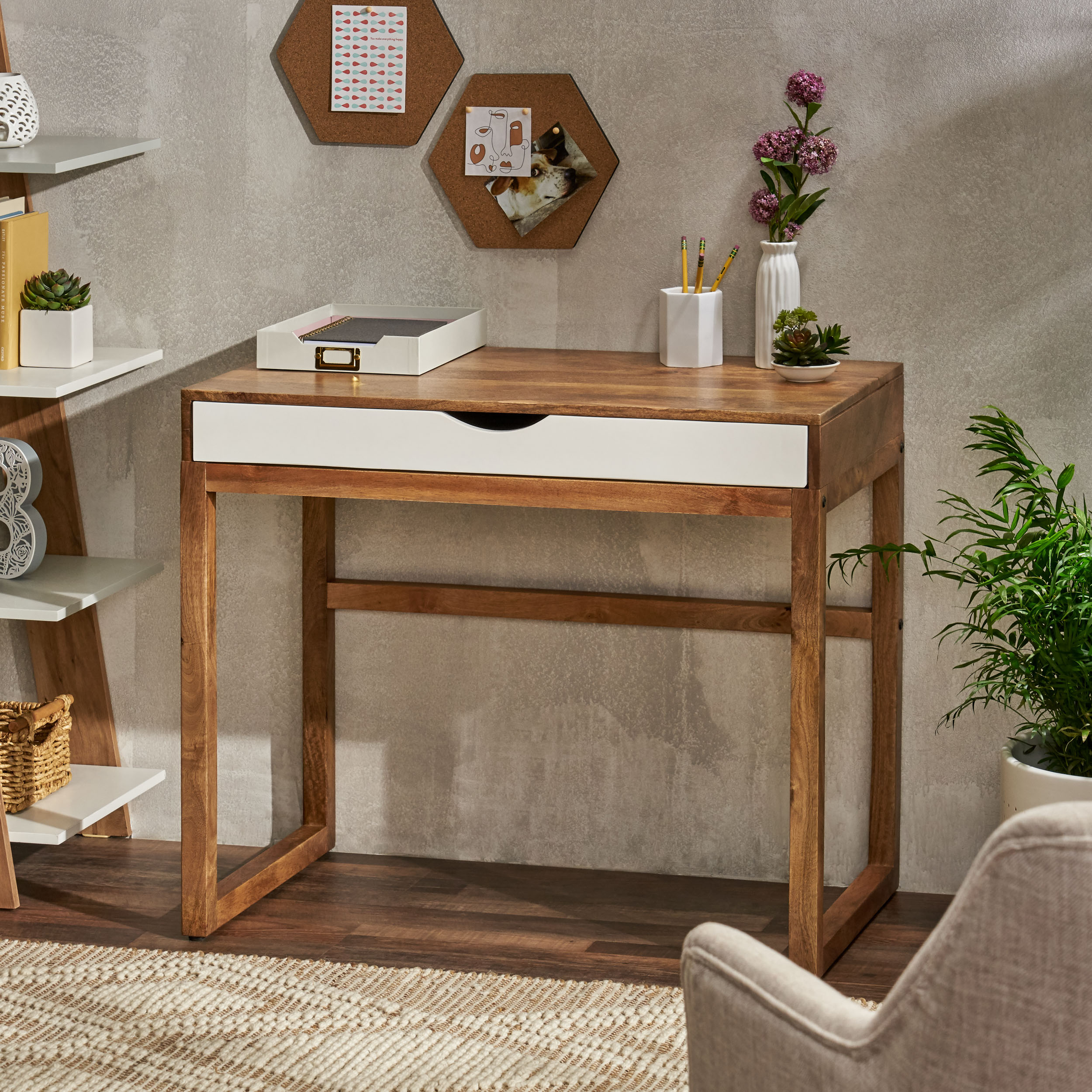 Desk,Natural Solid Wood+Mdf Furniture Office Desks Work Surfaces ...