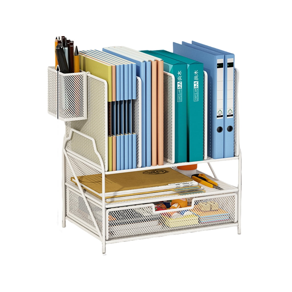 Desk Organiser Paper Organiser with Drawer and Pen Holders Office ...