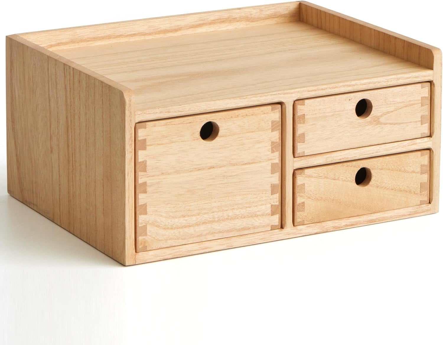 Wooden Desk Organizer with 3 Drawers, Tabletop Storage Box for Office ...