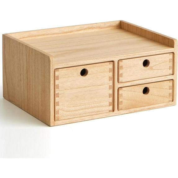 Wooden Desk Organizer with 3 Drawers, Tabletop Storage Box for Office ...