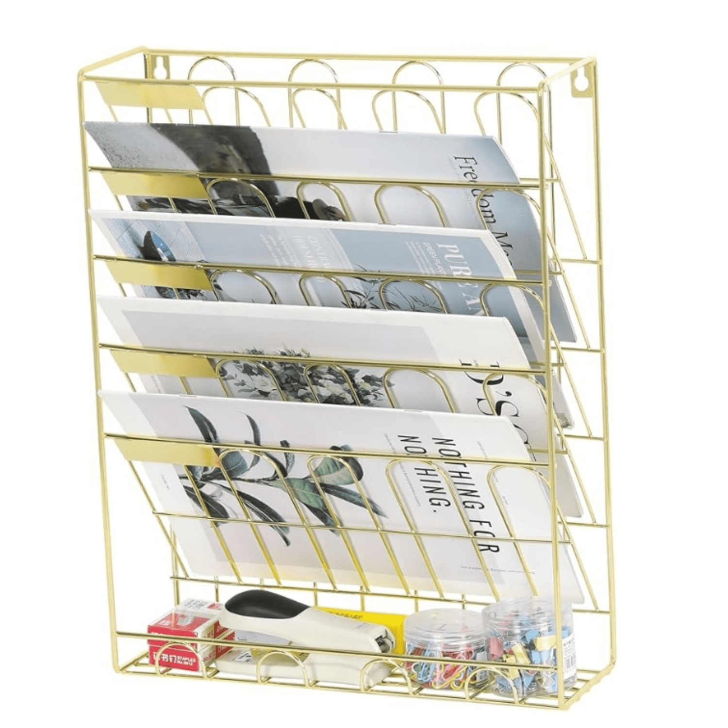 Desk Organizer, 5 Tier Hanging File Organizer, Wall Mount Document ...