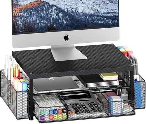 Desk Organizer and Accessories, 2-Tier Computer Monitor Stand with ...