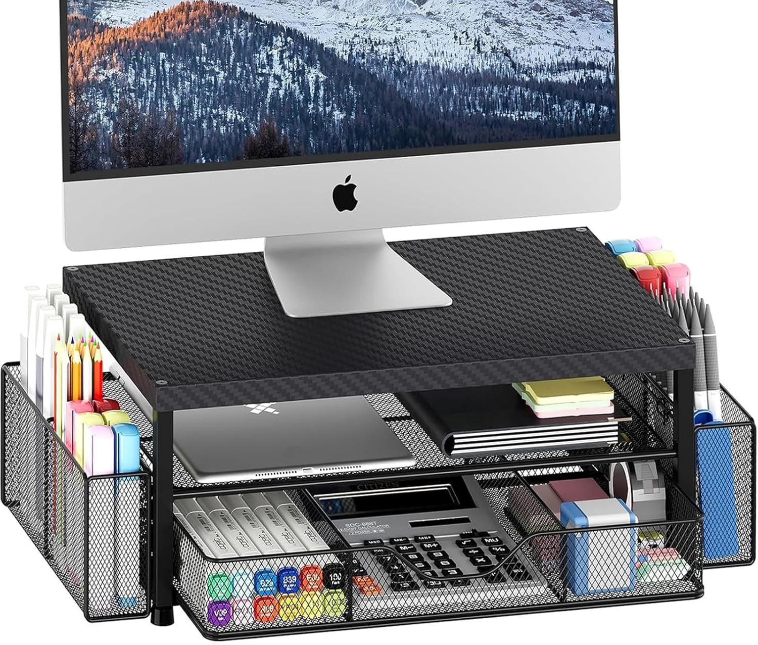 Desk Organizer and Accessories, 2-Tier Computer Monitor Stand with ...