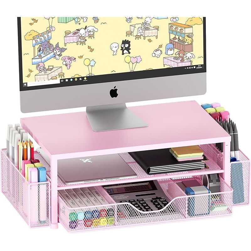 Desk Organizer and Accessories, 2-Tier Computer Monitor Stand Riser ...