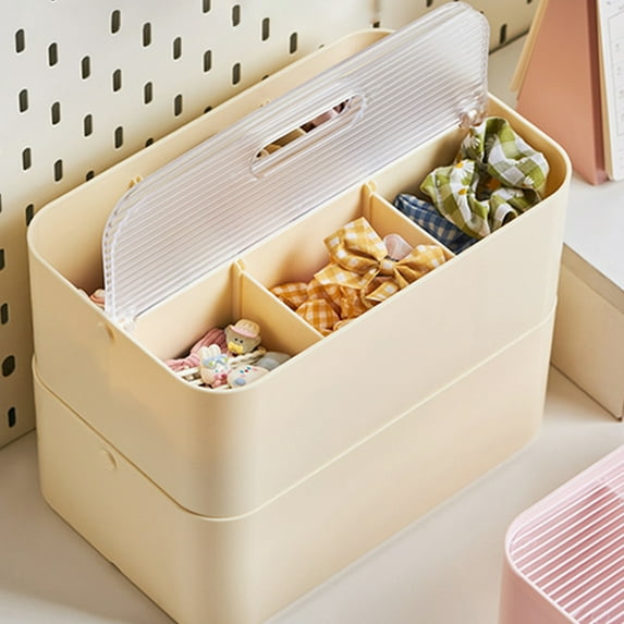 Desk Organizer, Desktop Storage Box with Compartments, Plastic ...