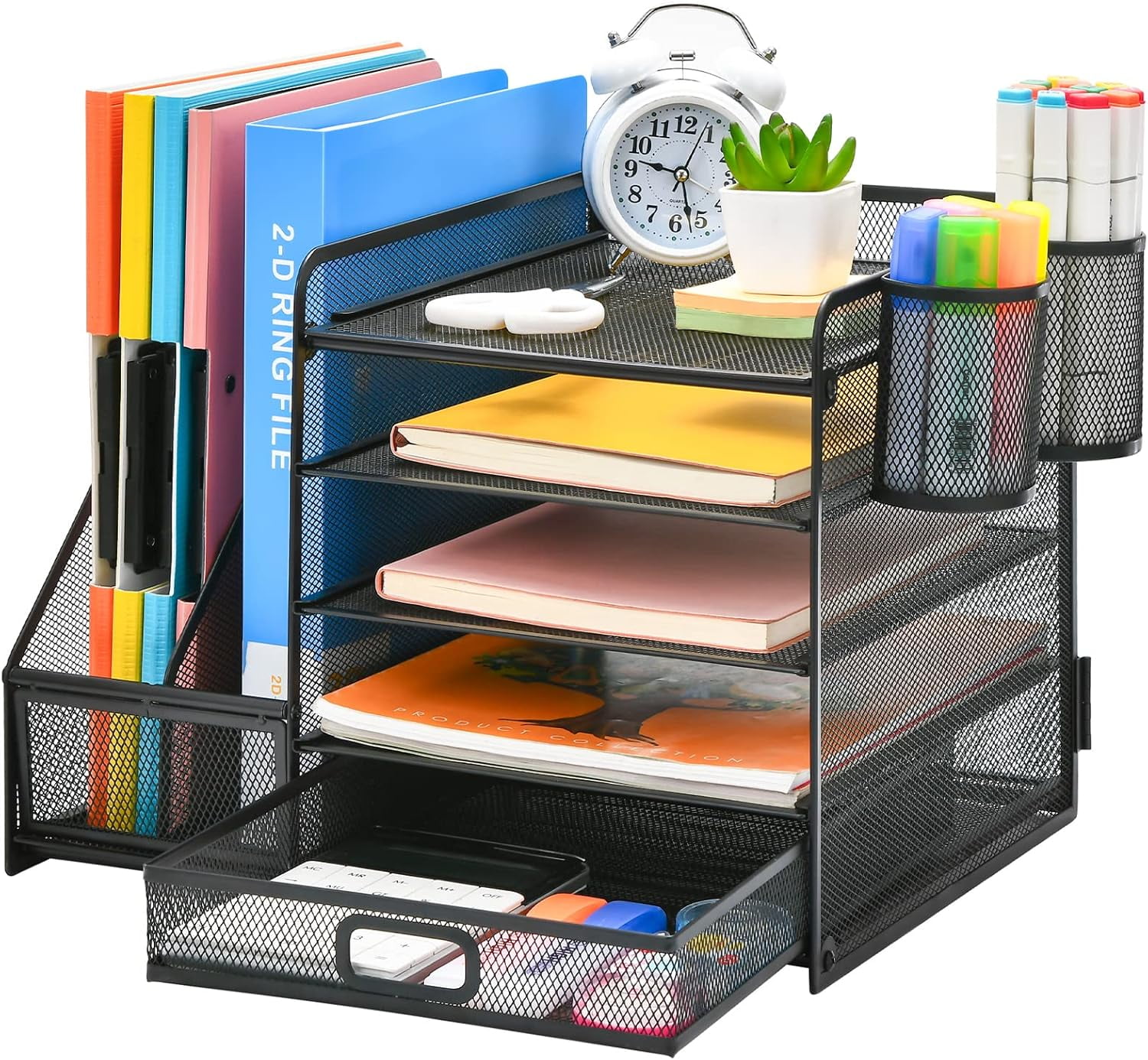 Desk Organizer with Document Holder, 5-Layer Paper Letter Tray ...