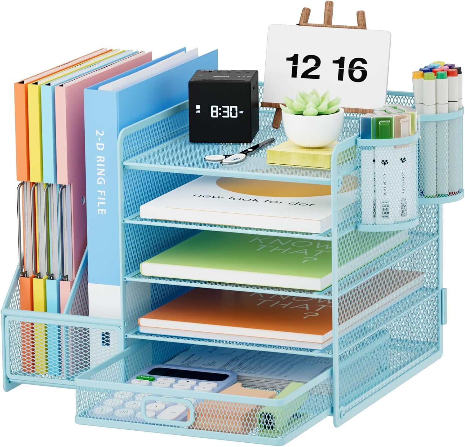 Desk Organizer with Document Holder, 5-Layer Paper Letter Tray ...