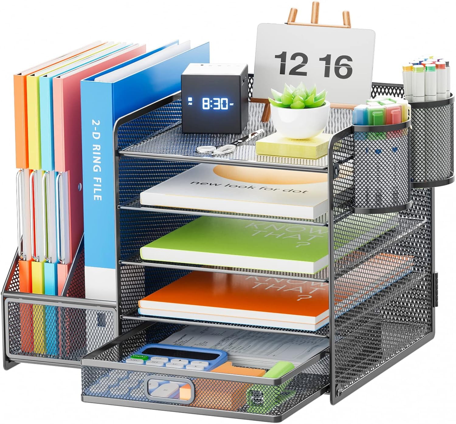 Desk Organizer with Document Holder, Paper Letter Tray Organizer with ...