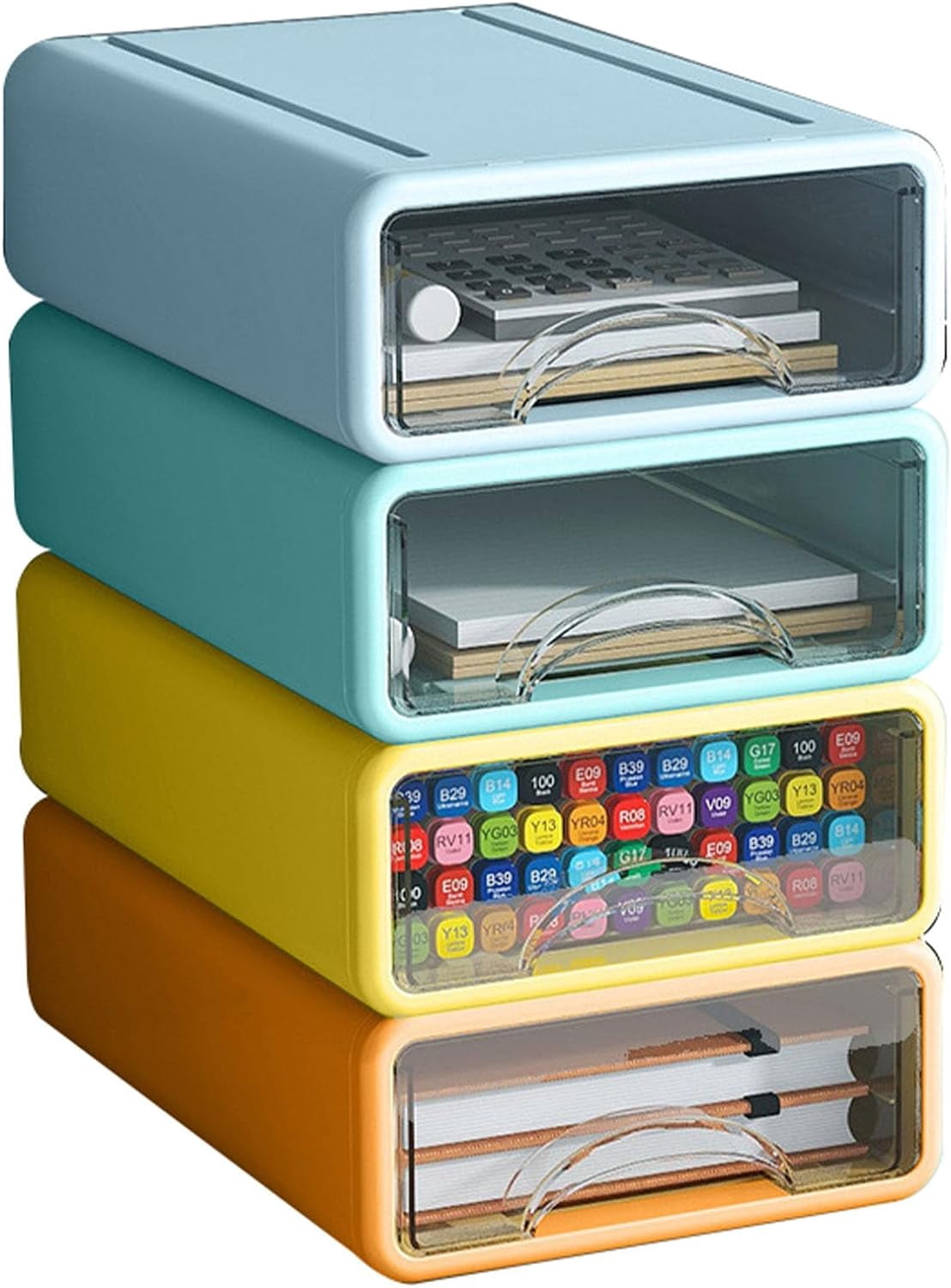 Desk Organizer with Drawers, Stackable Storage Drawers with ...