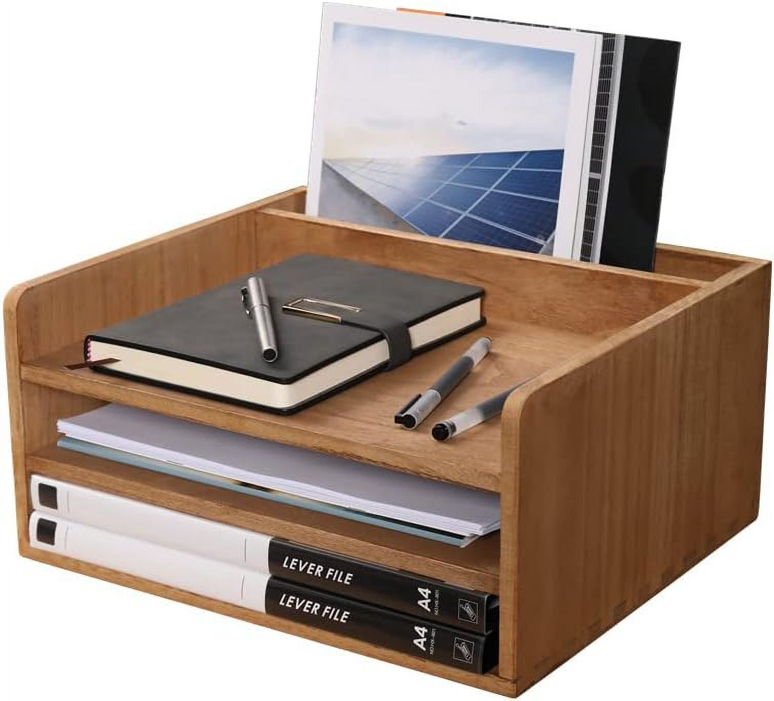 Desk Organizer for File Folder Storage with 3 Paper Letter Tray &1 ...