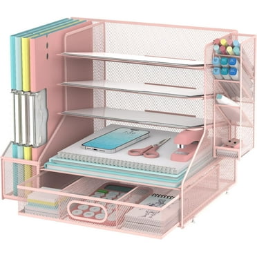 Allook Desk Organizer with File Holder, 5-Tier Paper Letter Tray ...