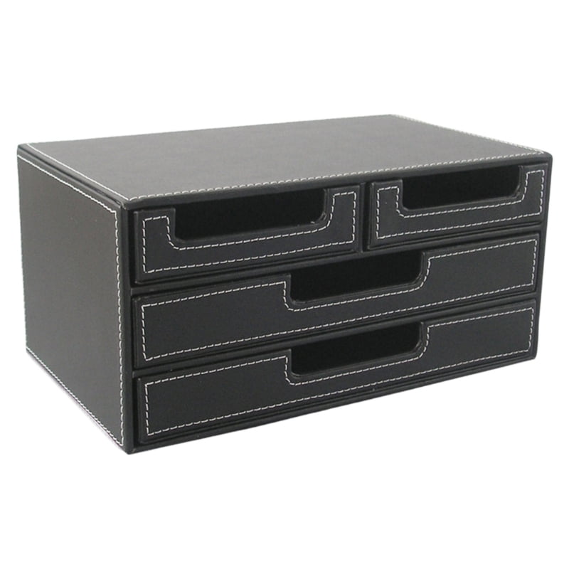 Desk Organizer PU Document Storage 4 Drawers Bills Collection Holder ...