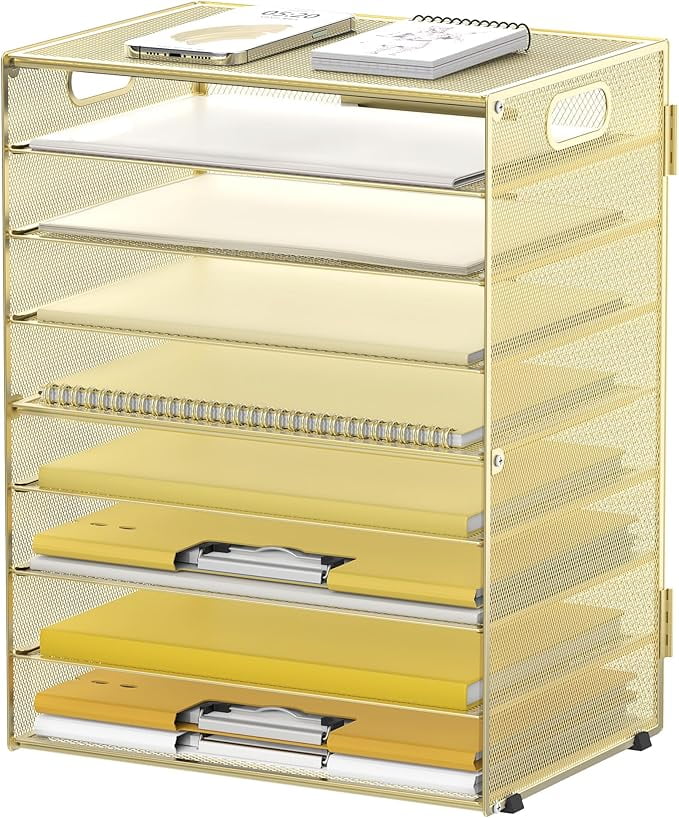 Desk Organizer Plastic 9-Tier File Organizer Paper Sorter Tray with ...