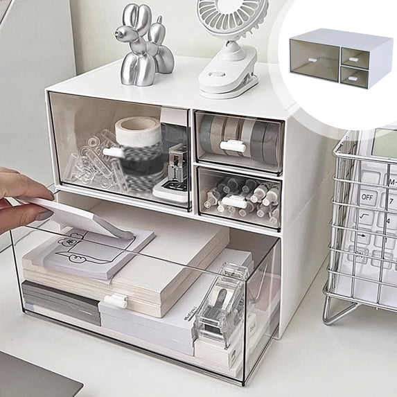Desk Organizer with Stackable Drawers, 3-Compartment Mini Desktop ...